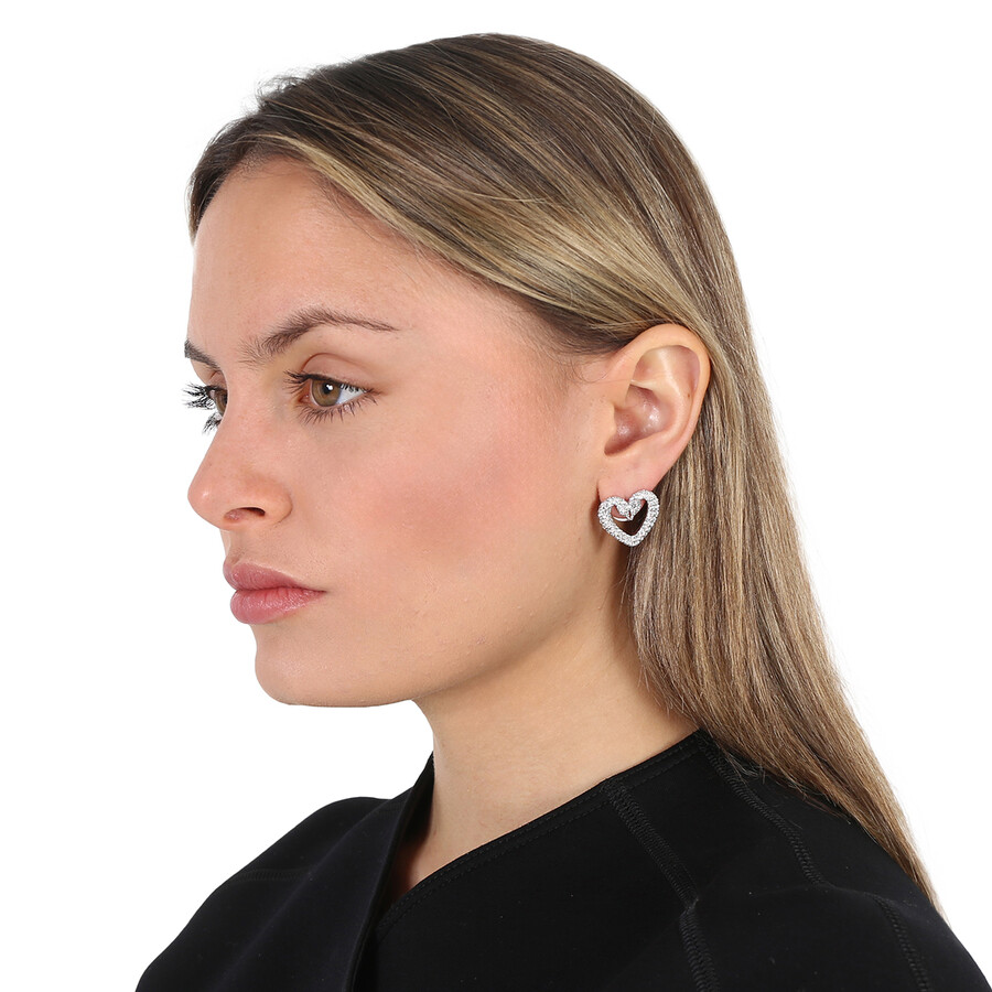 Swarovski Una Rhodium Plated Heart Stud Earrings 5625535 191453176883 ...