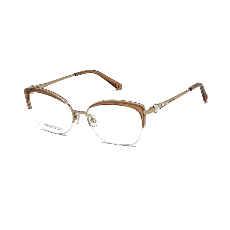 Swarovski Unisex Gold Tone Rectangular Eyeglass Frames SK530703255 ...