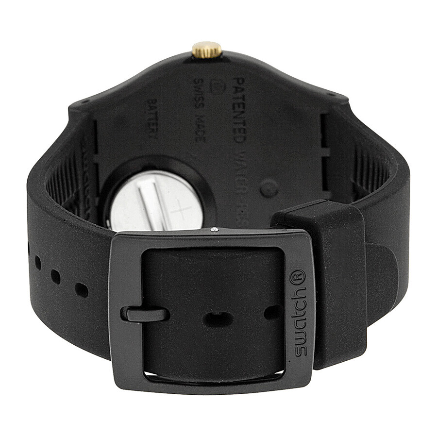 Swatch Golden Tac Black Dial Black Silicone Unisex Watch GB274 ...