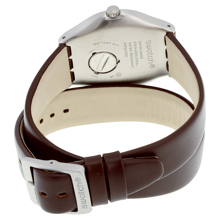 Swatch Irony Black Dial Brown Leather Ladies Watch YWS409 7610522287068 ...
