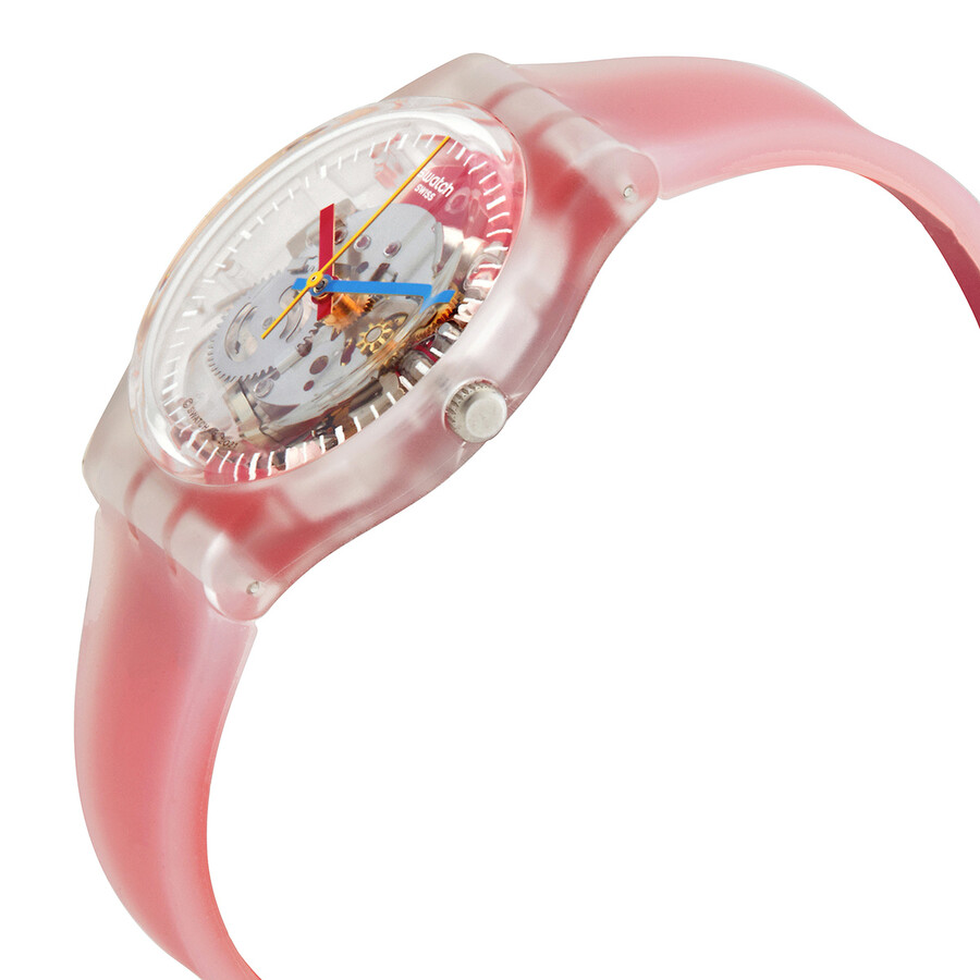Swatch Monthly Drops Clearly Red Striped Quartz Unisex Watch GE292 ...