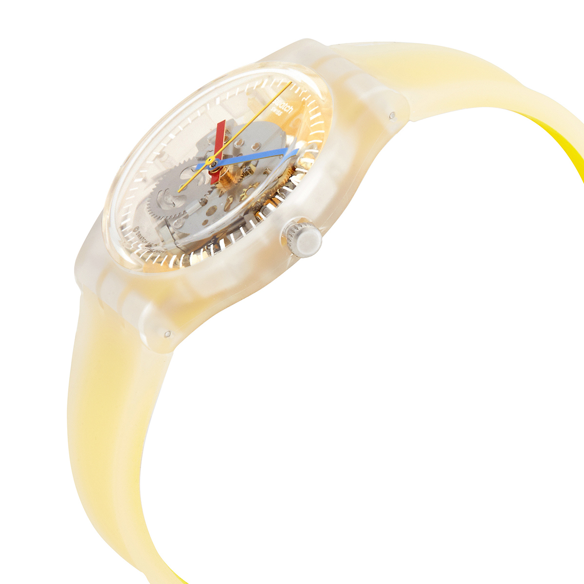 Swatch Monthly Drops Clearly Yellow Striped Quartz Unisex Watch GE291 ...
