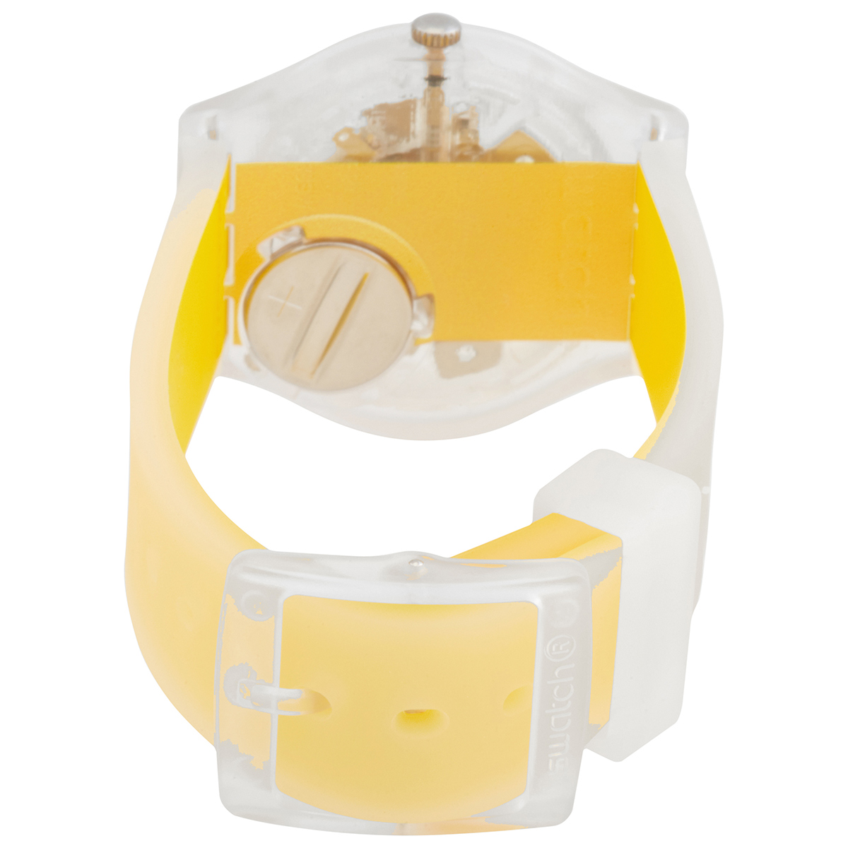 Swatch Monthly Drops Clearly Yellow Striped Quartz Unisex Watch GE291 ...