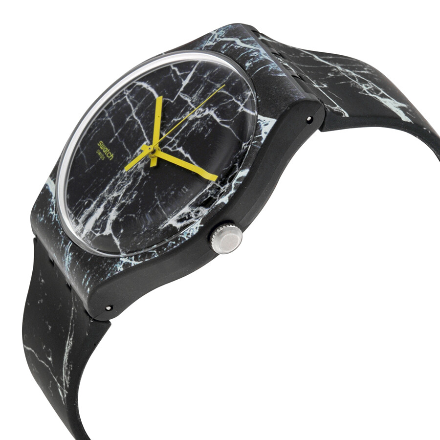 Swatch Originals Marmor Black Dial Marbled Black Silicone Unisex Watch ...