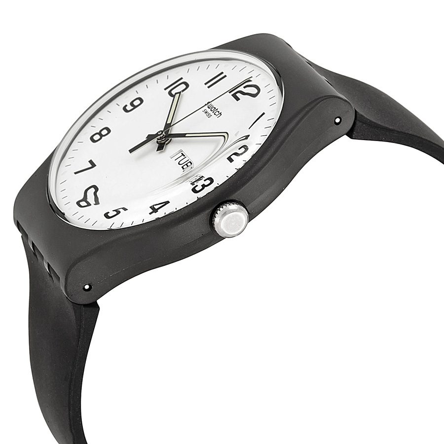 Swatch Originals Twice Again White Dial Black Silicone Unisex Watch ...