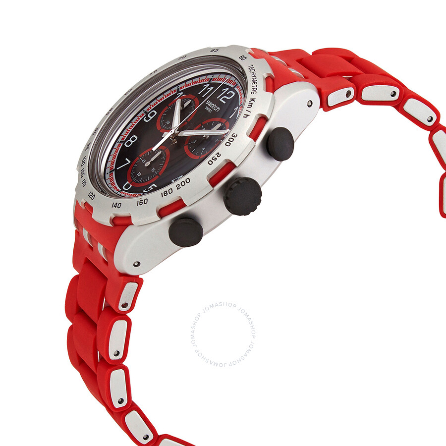 Swatch Red Attack Chronograph Quartz Black Dial Men's Watch YYS4018AG ...