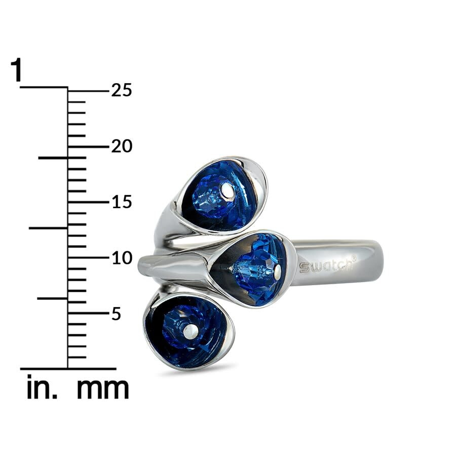 Swatch Sky Finery Stainless Steel and Blue Crystal Ring, Size 7 JRS039 ...