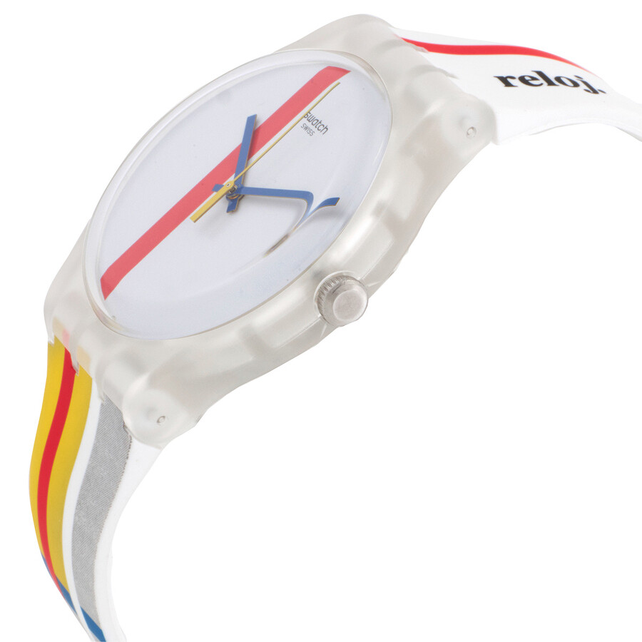 Swatch The Red Shiny Line Quartz White Dial Unisex Watch SUOZ297 ...