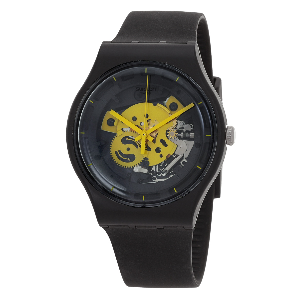Swatch Time To Yellow Big Quartz Black Dial Men's Watch SO32B111 ...