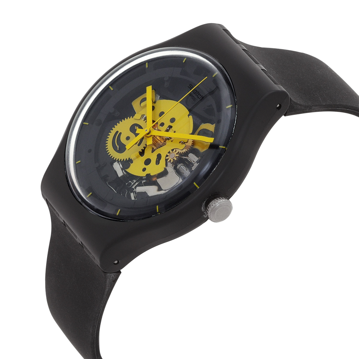 Swatch Time To Yellow Big Quartz Black Dial Men's Watch SO32B111 ...