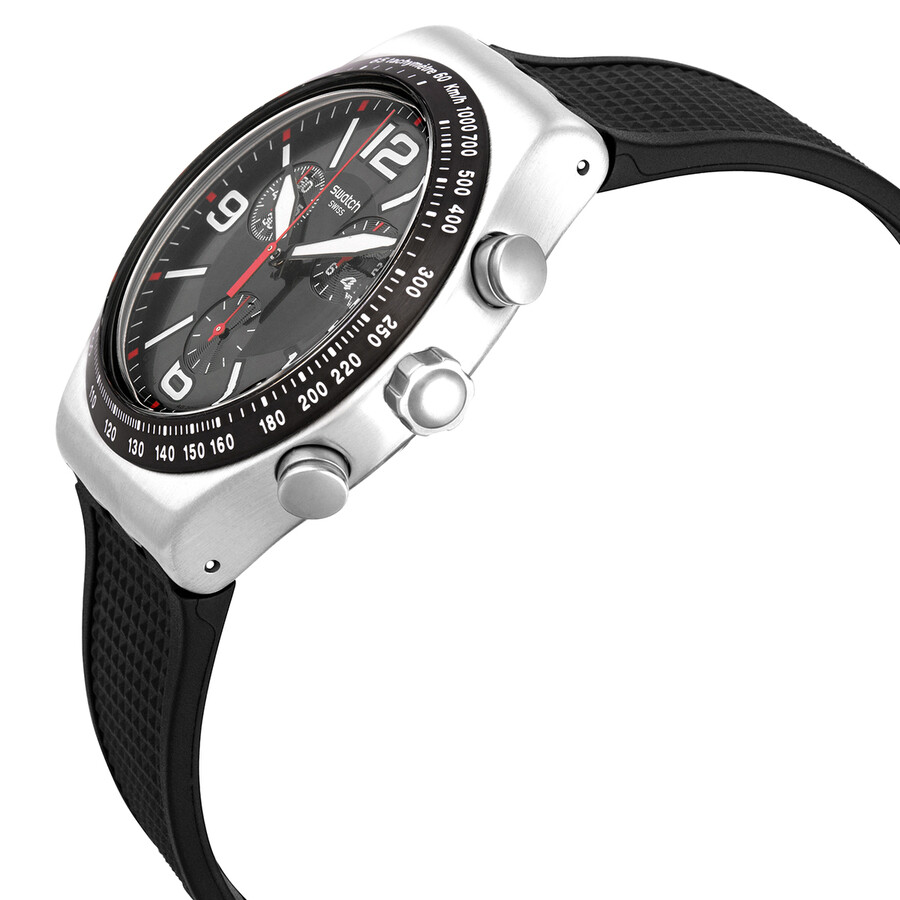 Swatch Very Dark Grid Chronograph Quartz Black Dial Men's Watch YVS461 ...