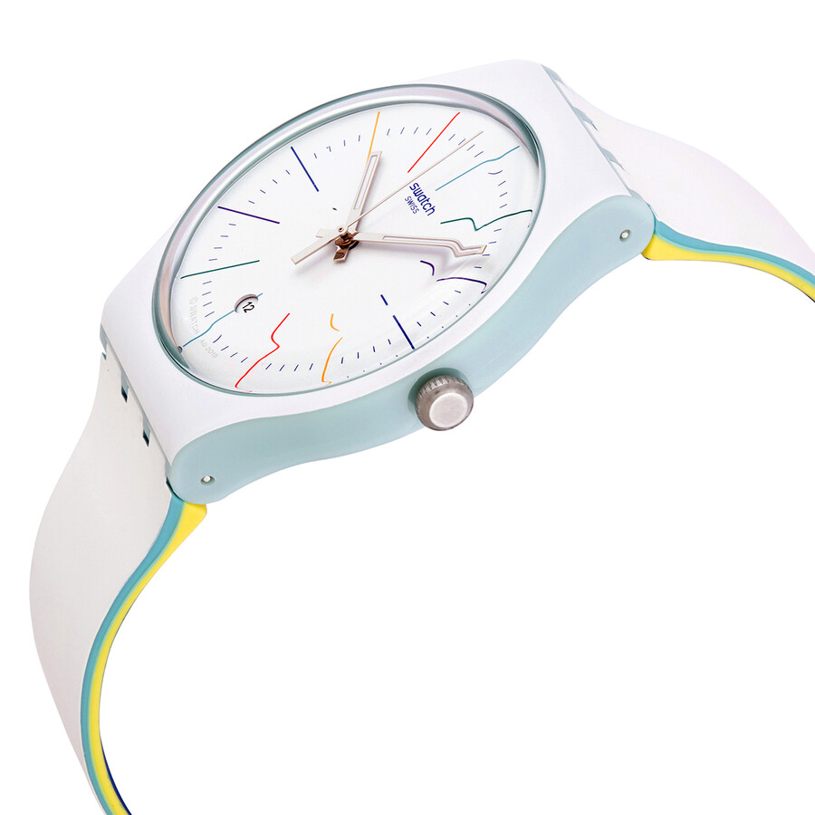 Swatch White Layered Quartz White Dial Men's Watch SUOS404 ...