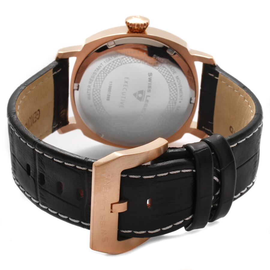 Swiss Legend Executive Black Leather Rose Gold-tone Men's Watch 10050 ...