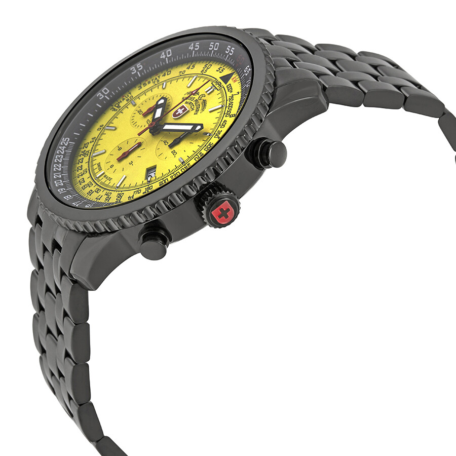 Swiss Military Thunderbolt Yellow Dial Chronograph Men's Steel Watch ...