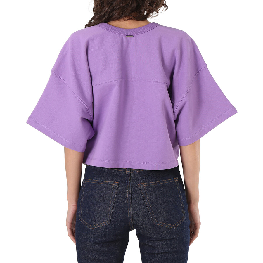 System Ladies Violet Lettering Short-Sleeve V-Neck Cropped Top, Brand ...