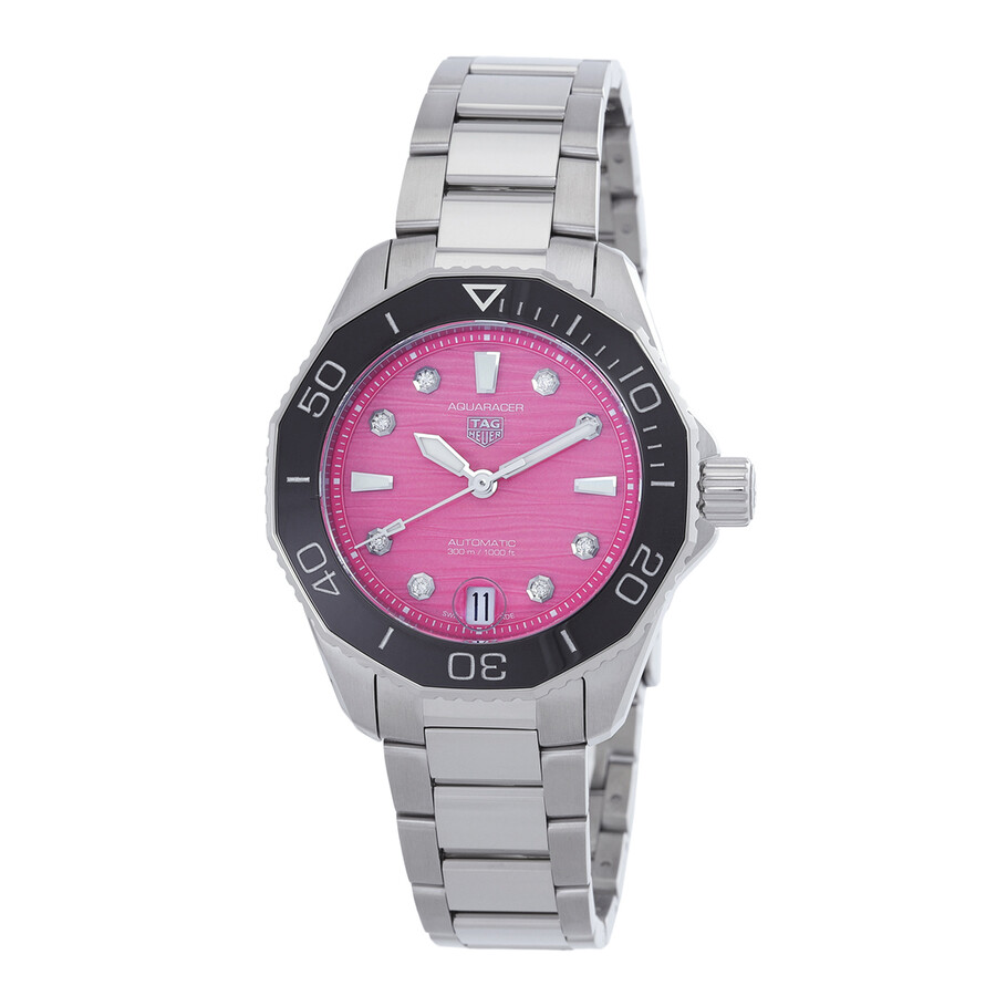 Tag Heuer Aquaracer Automatic Diamond Pink Dial Ladies Watch WBP231J ...