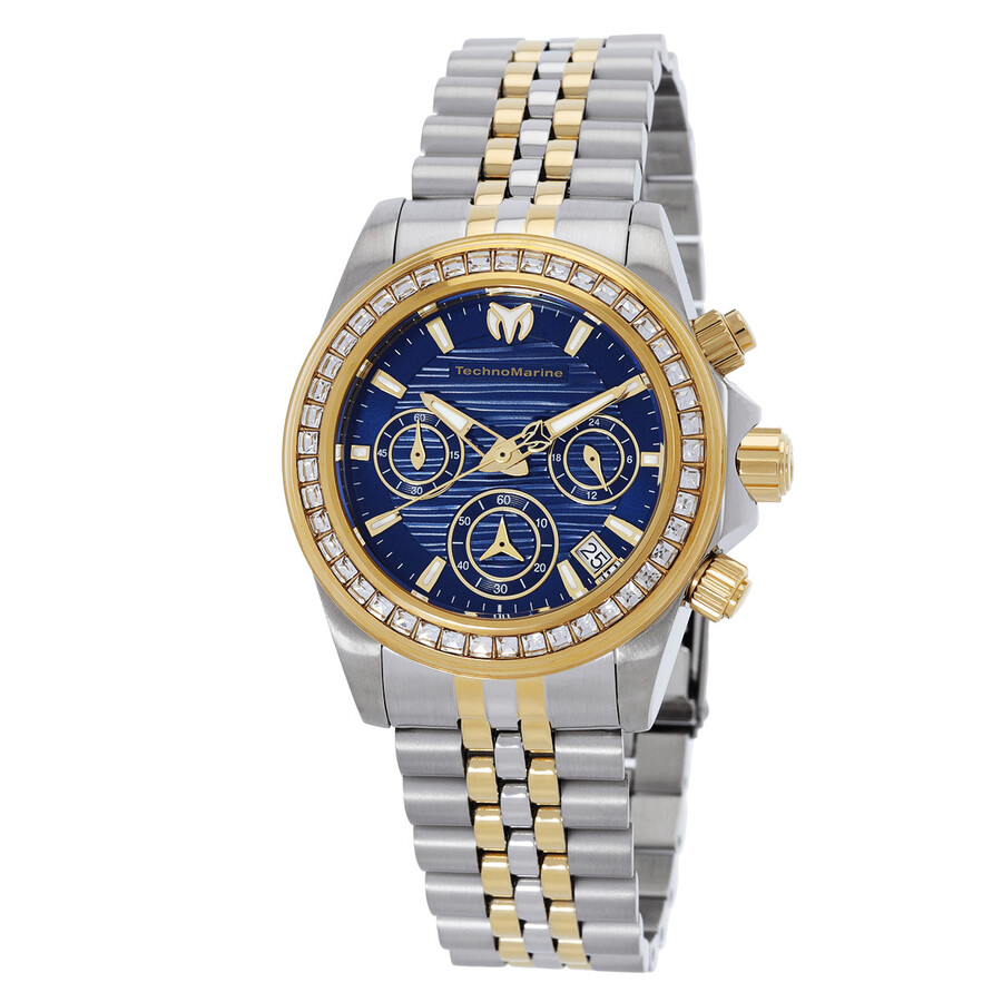 Technomarine Manta Chronograph GMT Quartz Crystal Blue Dial Ladies ...