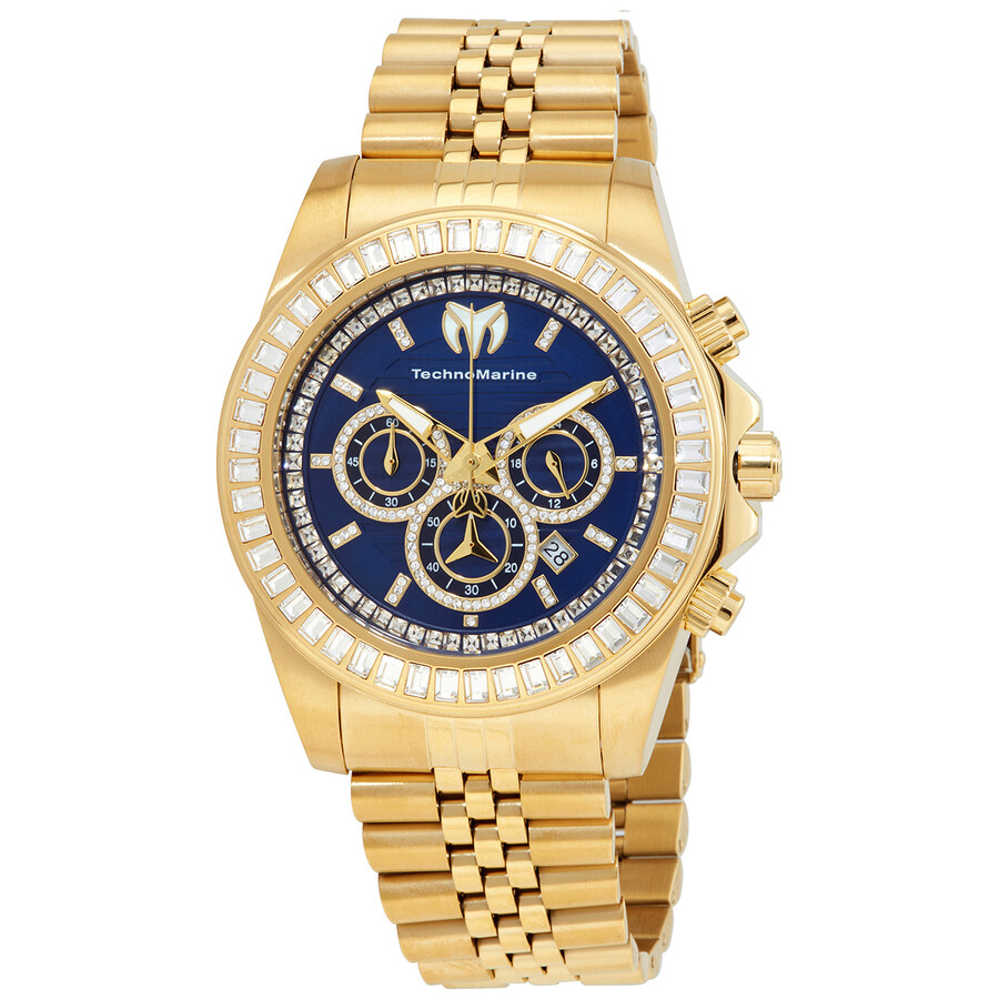 Technomarine Manta Ray Chronograph Quartz Crystal Blue Dial Men's Watch ...