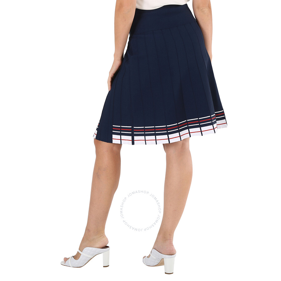 Thom Browne Ladies Blue Stripe-print Box-pleat Skirt, Brand Size 38 (US ...