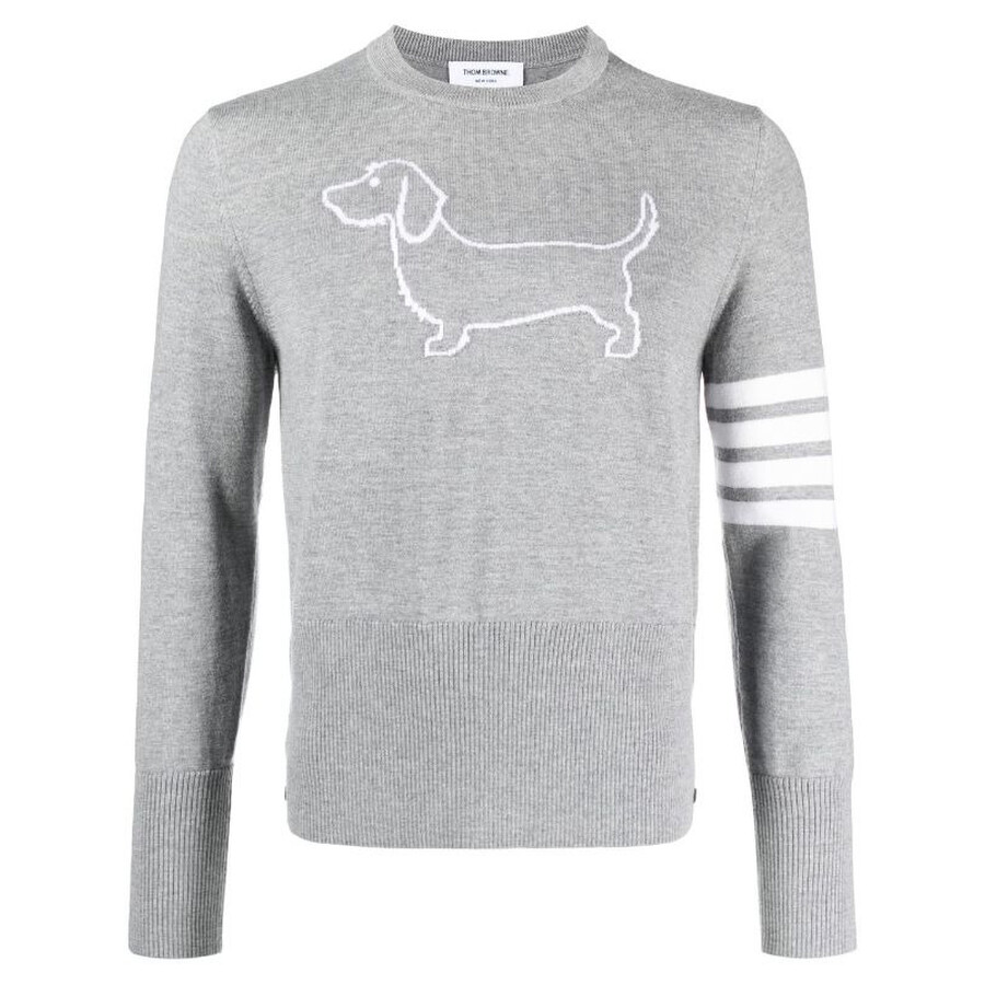 Thom Browne Men's Light Grey 4-Bar Stripe Wool Jumper, Brand Size 3 ...