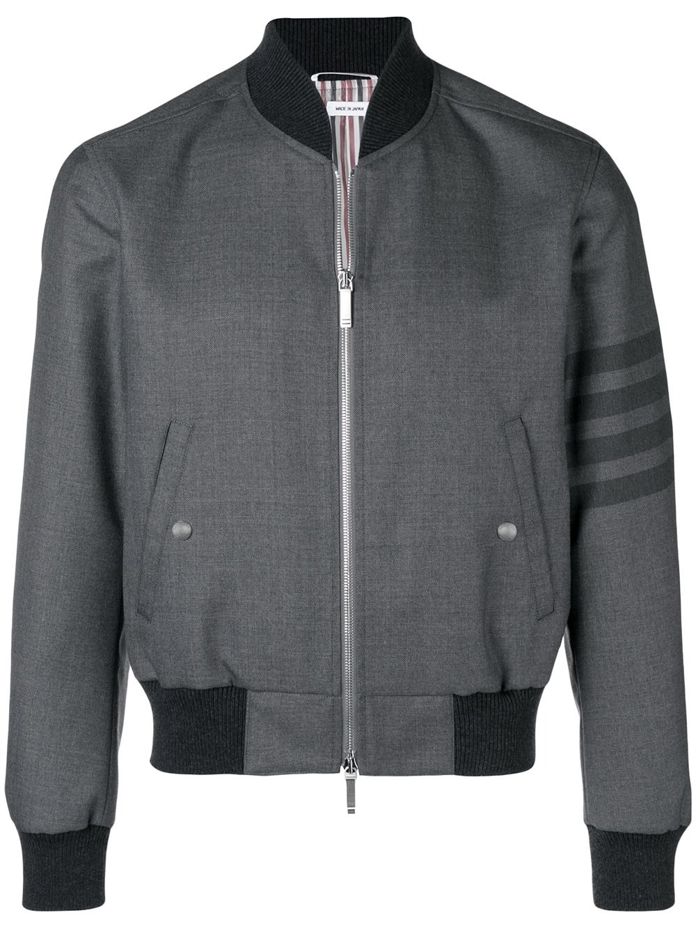 Thom Browne Men's Med Grey Twill School Uniform 4-Bar Blouson Jacket ...