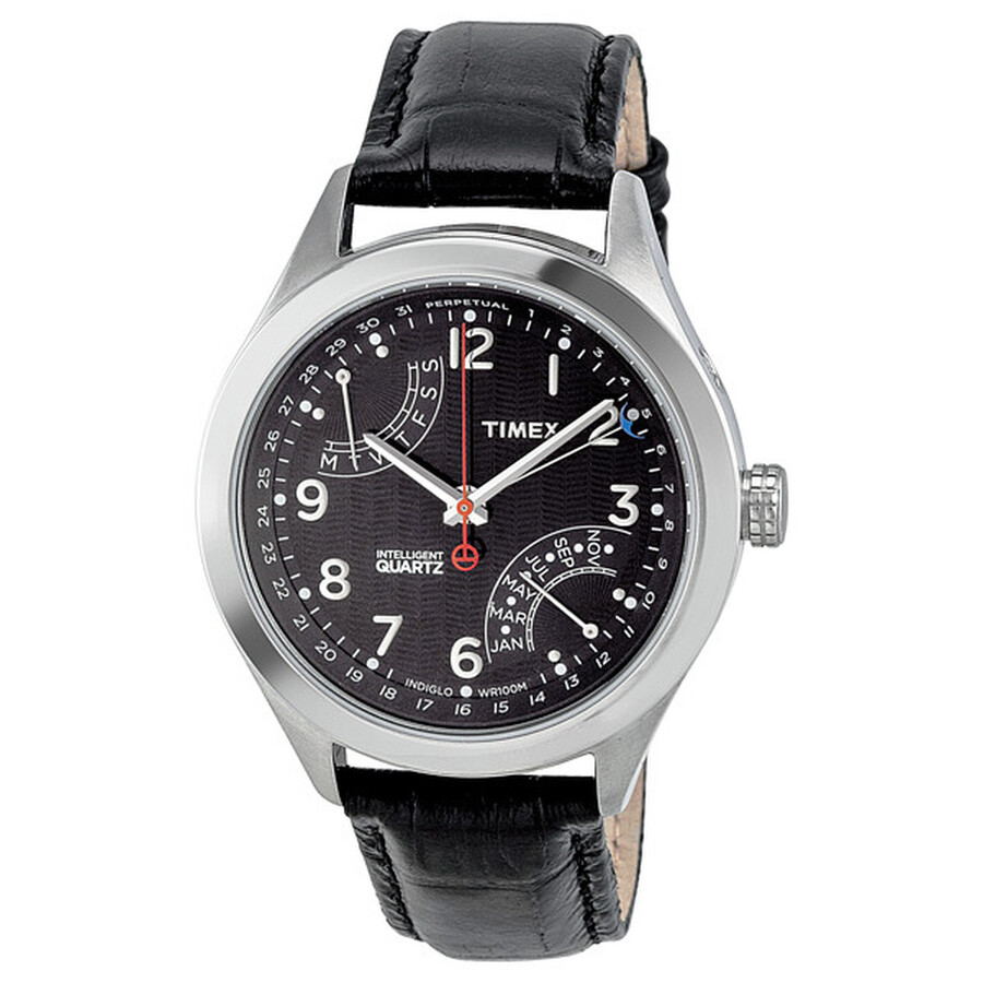 Timex Intelligent Perpetual Calendar Black Dial Steel Men's Watch ...