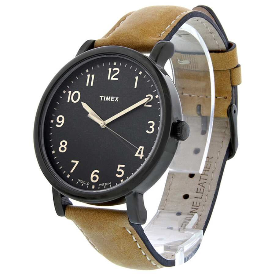 Timex Premium Originals Black Tan Leather Men's Watch T2N677 ...