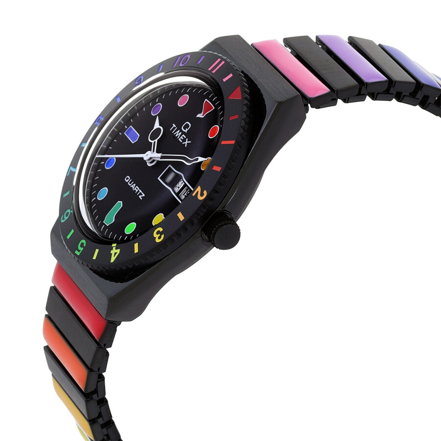 Timex Q Rainbow Quartz Black Dial Expansion Band Ladies Watch TW2V65900 ...