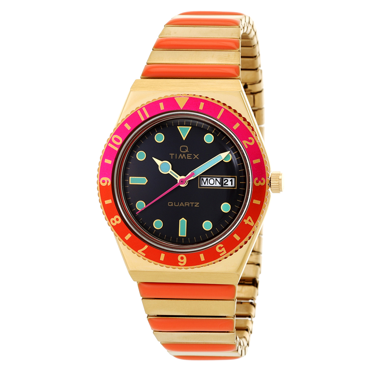 Timex Q Timex Malibu Quartz Black Dial Ladies Watch TW2U81600 ...