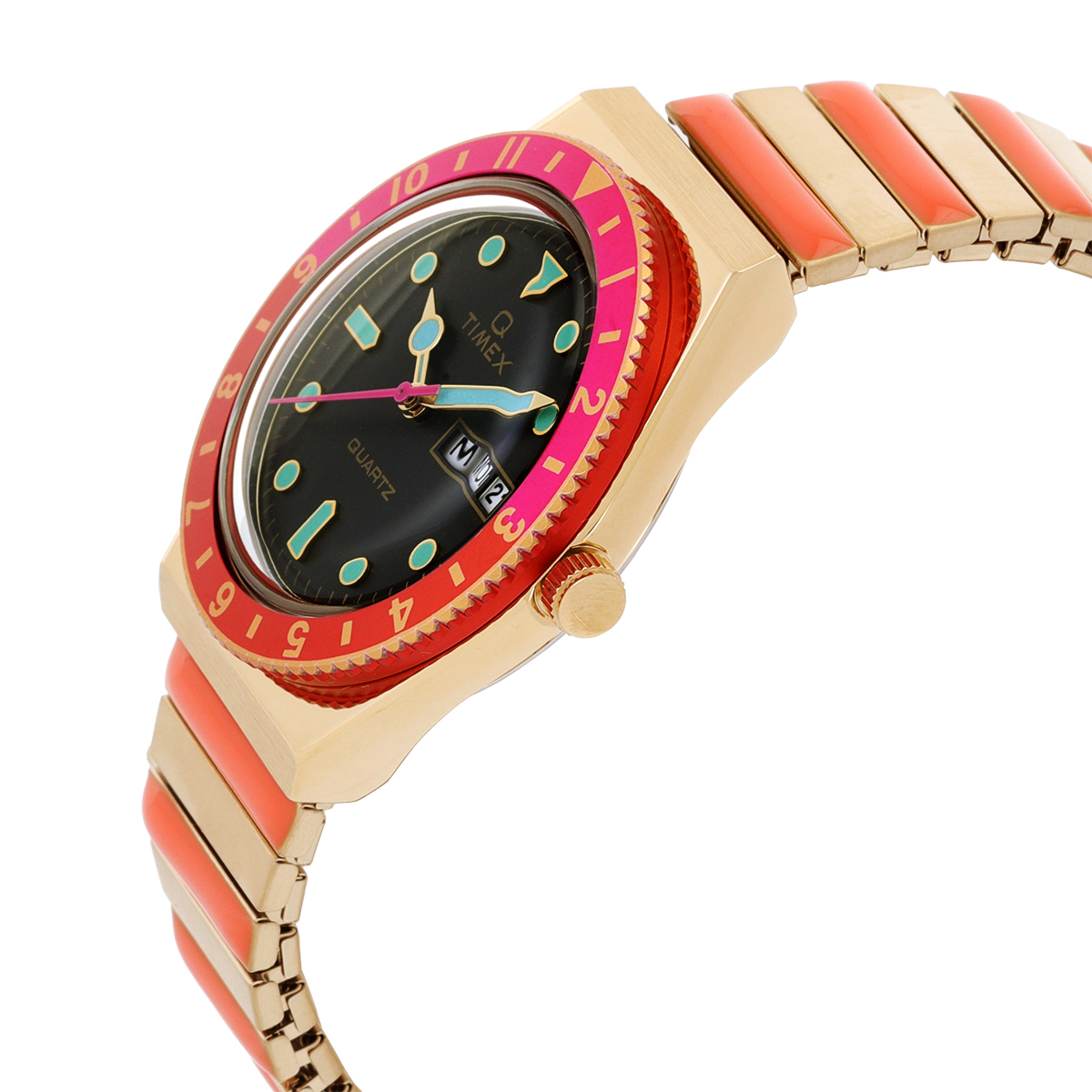 Timex Q Timex Malibu Quartz Black Dial Ladies Watch TW2U81600 ...