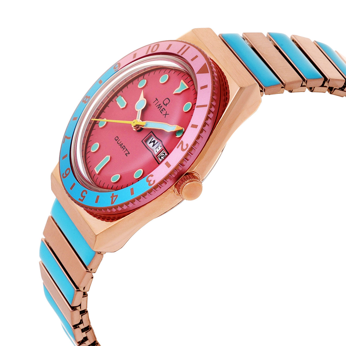 Timex Q Timex Malibu Quartz Pink Dial Ladies Watch TW2U81500 ...