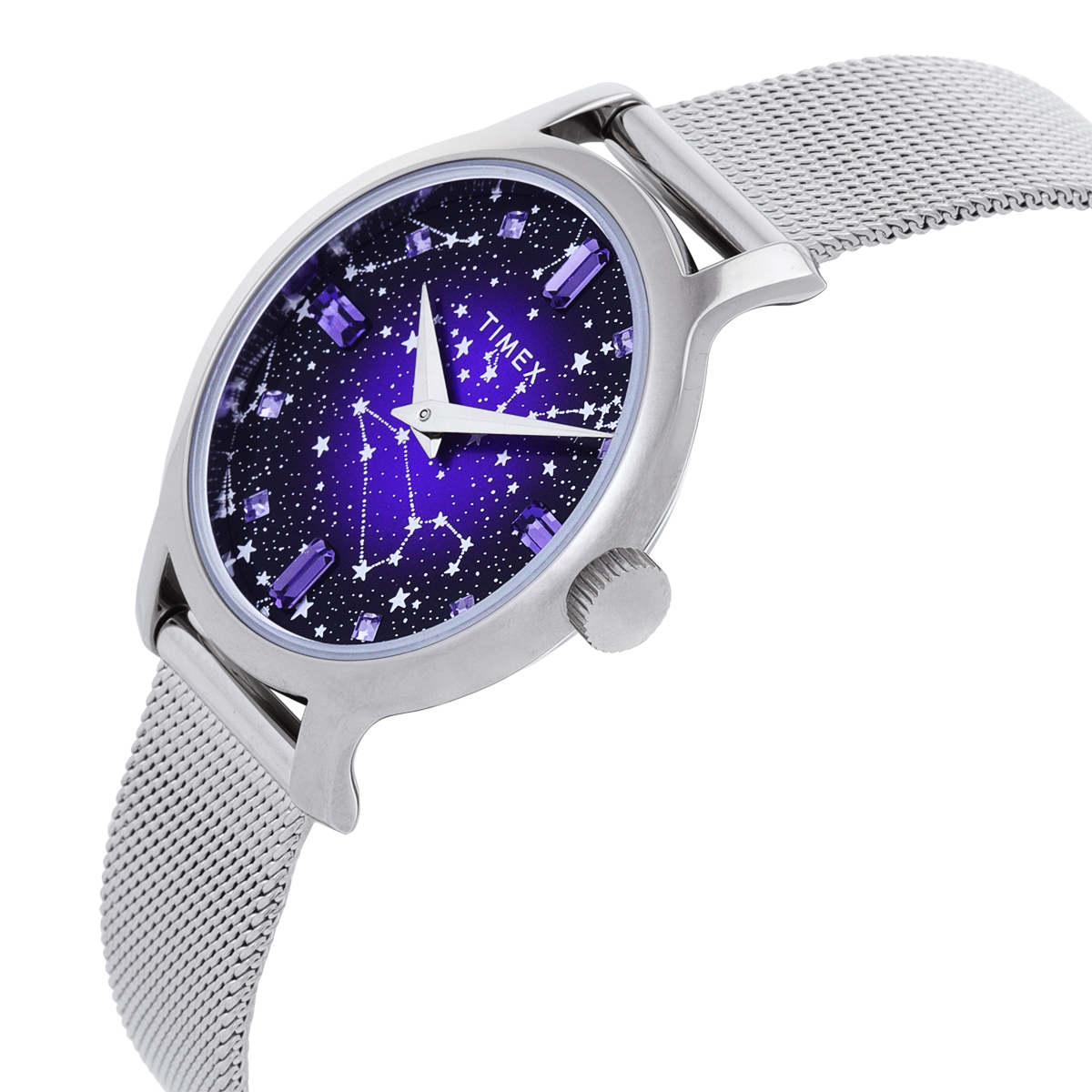 Timex Transcend Celestial Quartz Crystal Purple Dial Ladies Watch ...