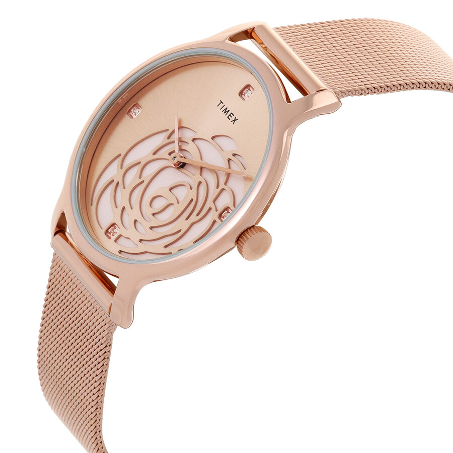 Timex Transcend Quartz Crystal Rose Gold Dial Ladies Watch TW2U98100 194366152289 - Watches ...