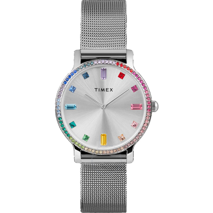 Timex Transcend Quartz Crystal Silver Dial Ladies Watch TW2W19100 TW2W19100VQ 194366287844 ...