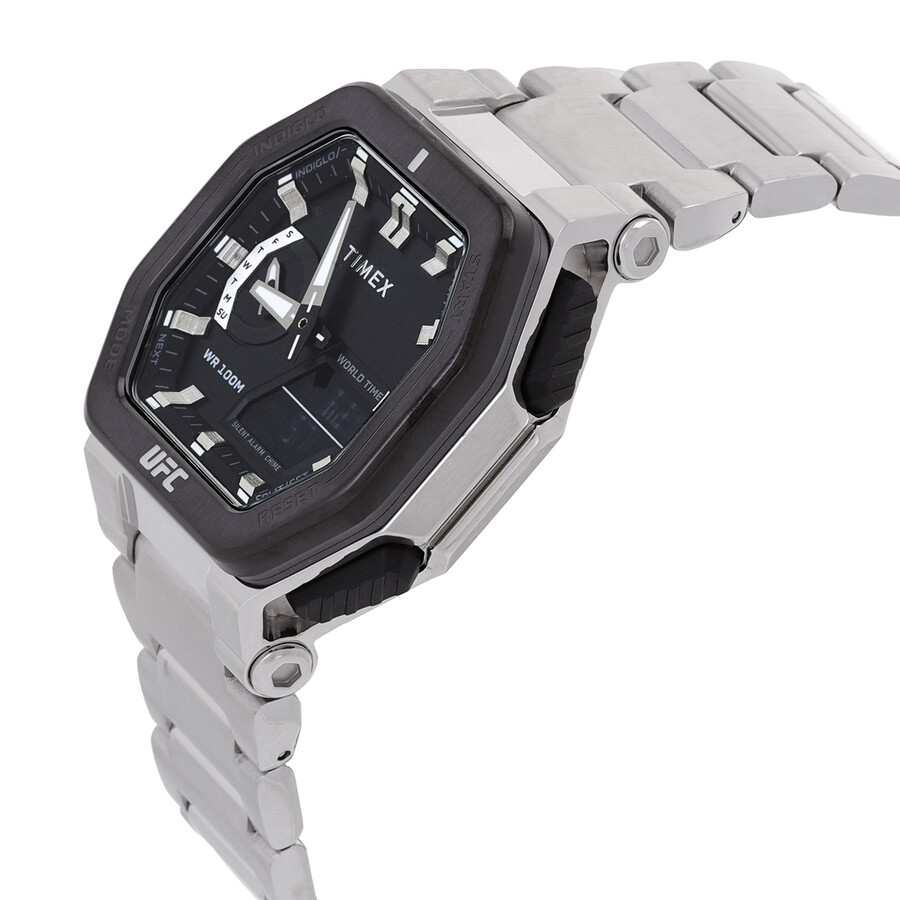 Timex UFC Colossus Alarm World Time Quartz Analog-Digital Black Dial ...