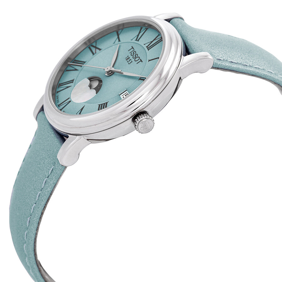 Tissot Carson Moon Phase Quartz Light Blue Dial Ladies Watch T122.223 ...
