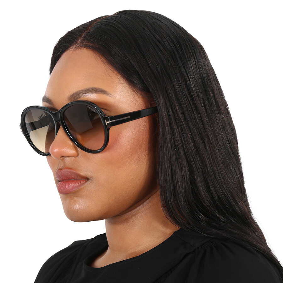 Tom Ford Camryn Smoke Gradient Oval Ladies Sunglasses FT1033 01B 59 ...