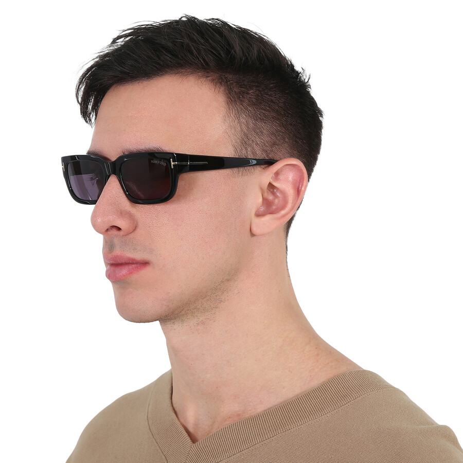 Tom Ford Ezra Smoke Rectangular Unisex Sunglasses FT1075 01A 54 889214468925 - Sunglasses, Ezra ...