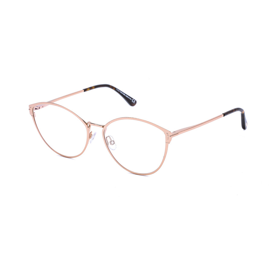 Tom Ford Ladies Rose Gold Tone Oval Eyeglass Frames FT5573-B- 028-55 ...