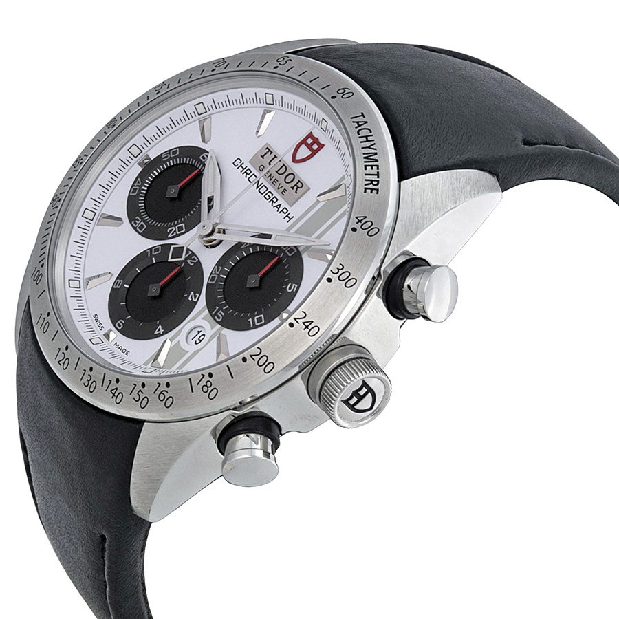 Tudor Fastrider Chronograph White Dial Black Leather Watch 42000-WSBKLS ...