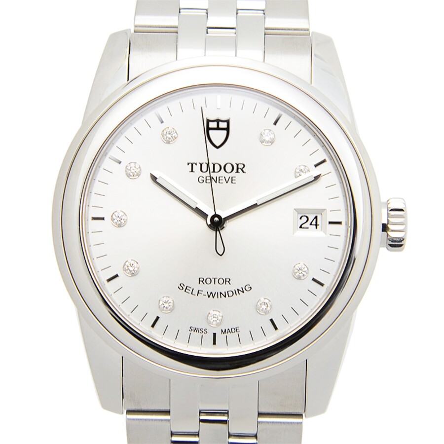 Tudor Glamour Date 36 Automatic Diamond Silver Dial Unisex Watch 55000 ...