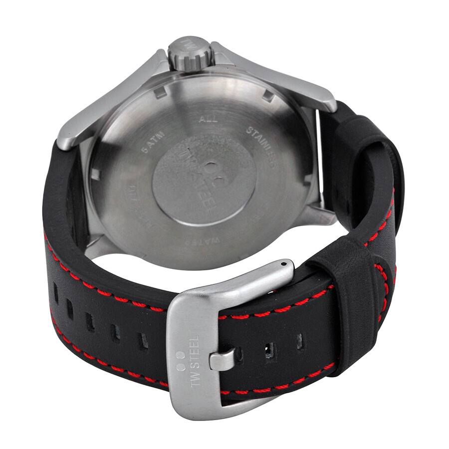 Tw Steel Pilot Black and Red Dial Black Leather Men's Watch TW411 ...