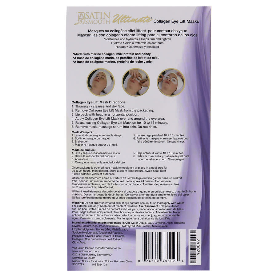Satin Smooth Ultimate Collagen Eye Lift Mask by Satin Smooth for Women ...