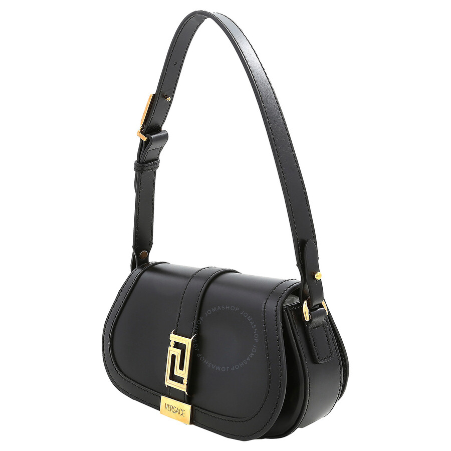 Versace Black Smooth Leather Greca Goddess Mini Shoulder Bag ...