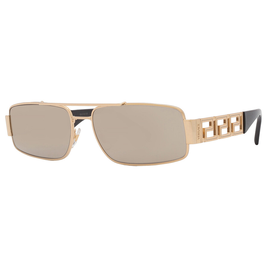 Versace Brown Mirror Gold Rectangular Men's Sunglasses VE2257 10025A 60 ...