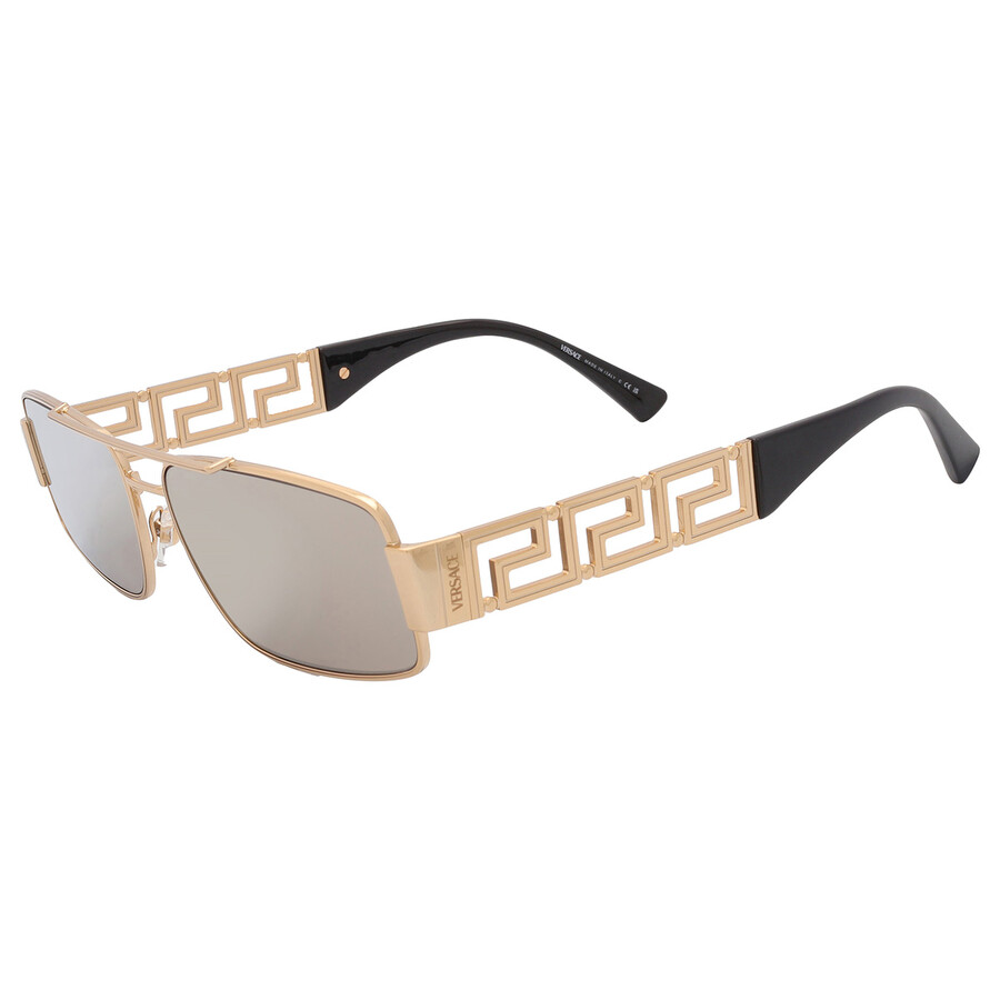 Versace Brown Mirror Gold Rectangular Men's Sunglasses VE2257 10025A 60 ...
