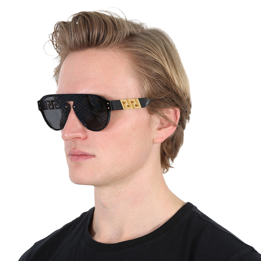 Versace Dark Gray Monogram Blue Square Men's Sunglasses VE4420 GB1/F 44 ...