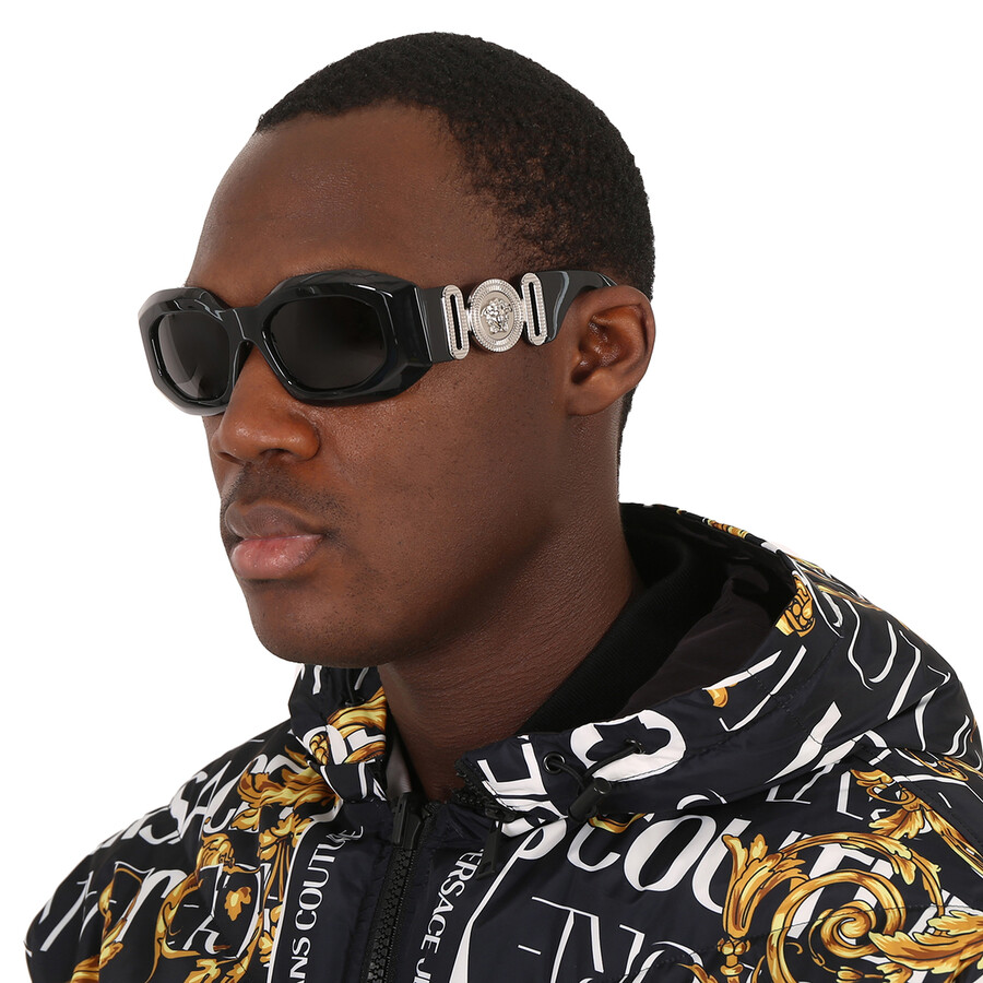 Versace Dark Grey Irregular Men's Sunglasses VE4425U 542287 54 ...