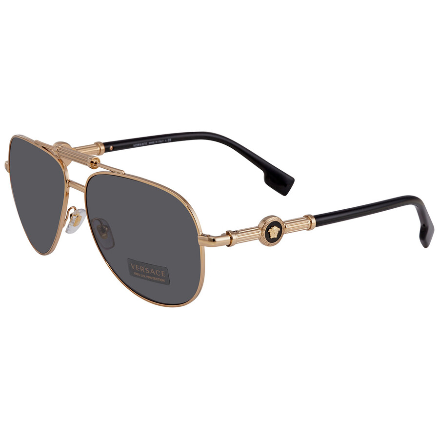 Versace Dark Grey Pilot Unisex Sunglasses VE2236 100287 59 ...
