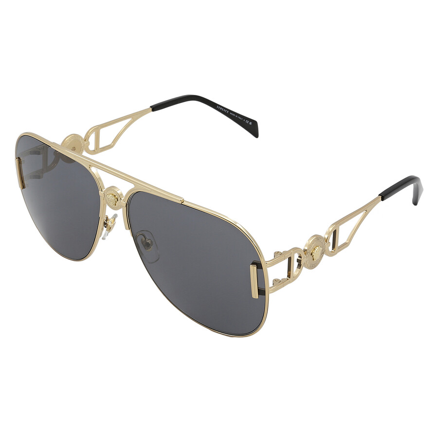 Versace Dark Grey Pilot Unisex Sunglasses VE2255 100287 63 ...